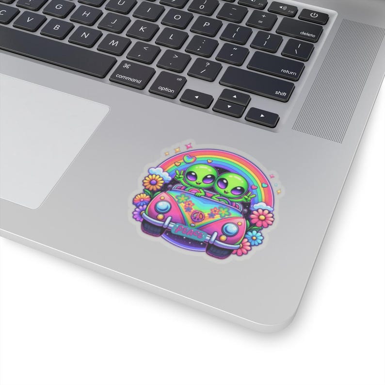 Lisa Frank Inspired Aliens, Kiss-cut Sticker, Rainbow Aliens Sticker - Etsy