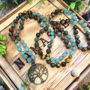 108 Beaded Mala, Tree of Life Necklace ,108 Beaded Meditation Mala ...