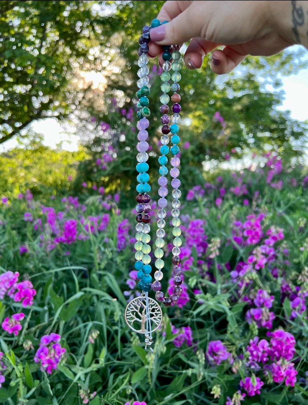 108 Beaded Mala, Tree of Life Necklace ,108 Beaded Meditation Mala ...