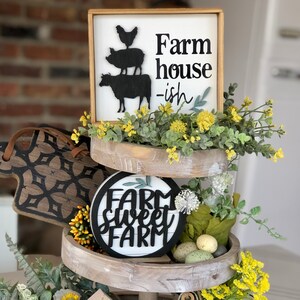 Farmhouse Tiered Tray Bundle Farmhouse Tray Farmhouse Signs Farm Sweet ...