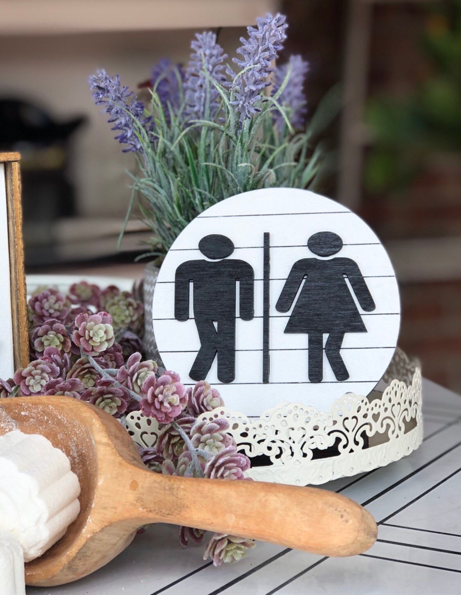 Bathroom Tiered Tray Sign Mini 3D Faux Shiplap Boy and Girl - Etsy