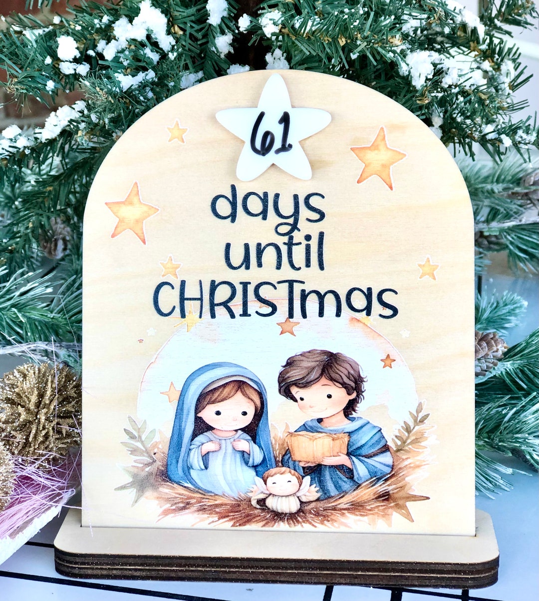 Christmas Countdown Sign, Nativity Christmas Countdown, Days Until ...