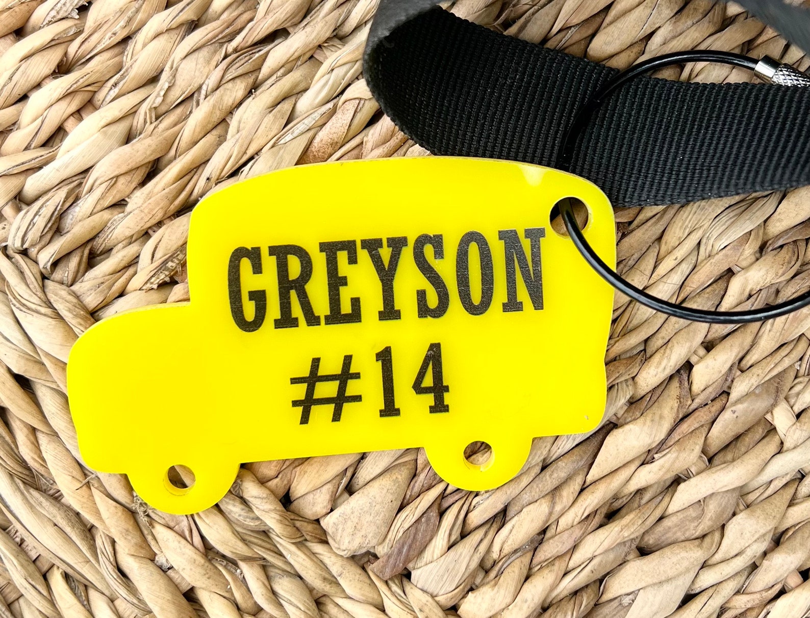 School Bus Tag Childs Name Tag Bus Rider Backpack Charm Bus - Etsy