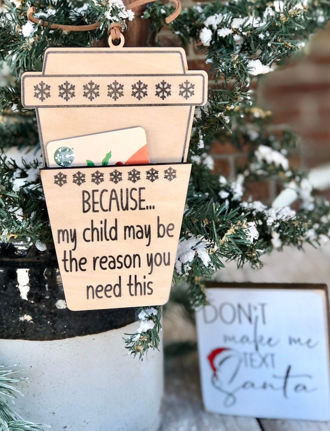 Teacher Christmas Ornament Gift Card Holder Ornament Coffee - Etsy