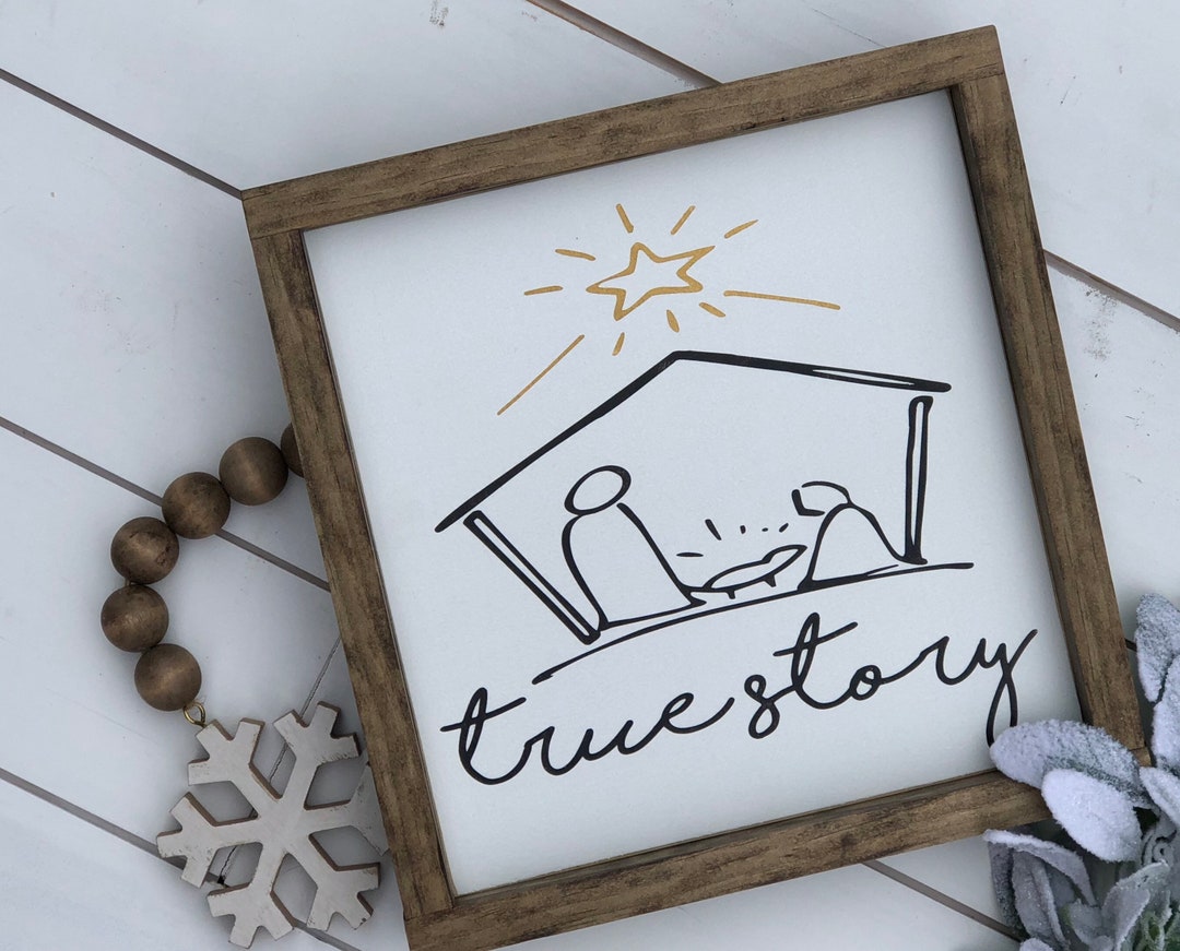 Nativity Christmas Sign True Story Nativity Wood Sign - Etsy Canada