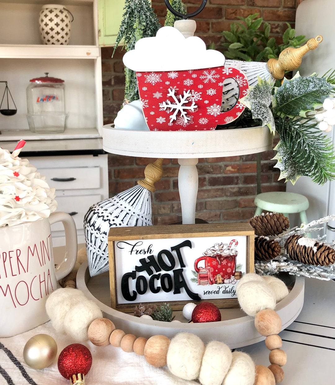 Winter Tiered Tray Mini Wood Sign, Hot Cocoa Decor, Hot Chocolate Bar ...