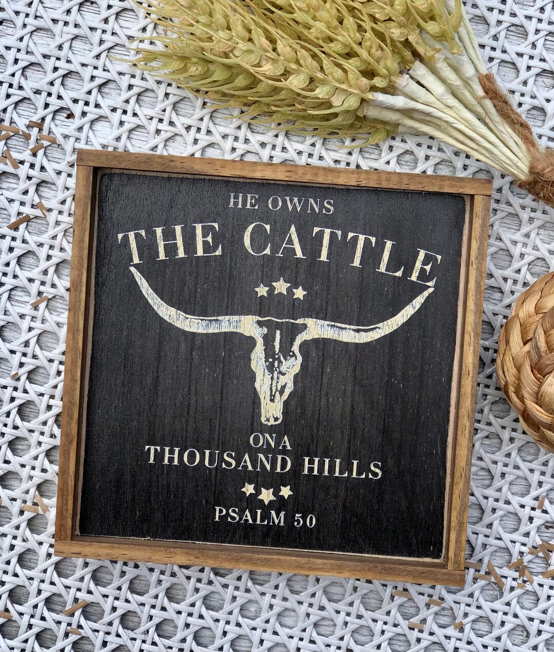 Mini Wood Sign, Cow Decor, Religious Sign, Bible Verse Decoration, He ...