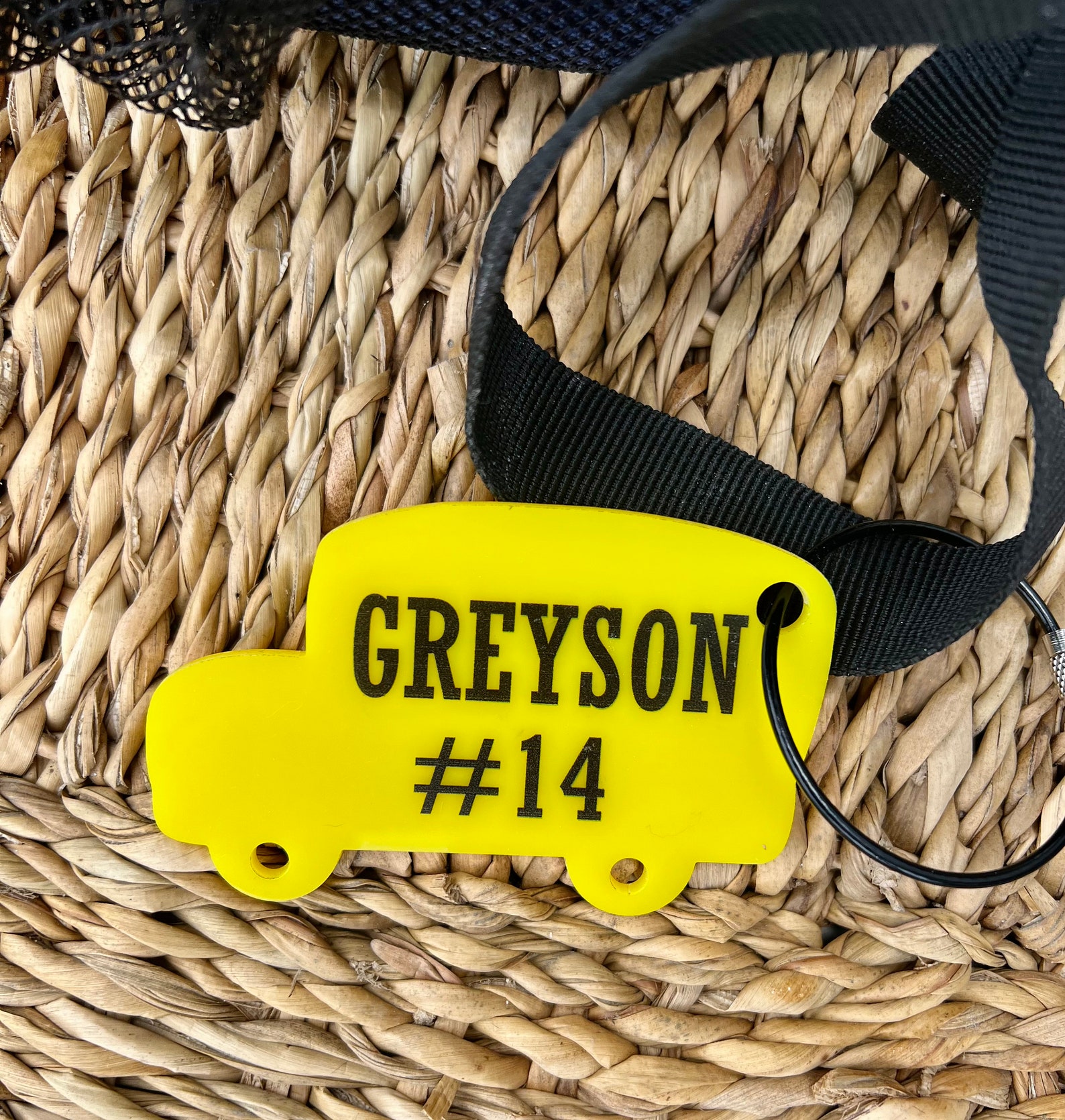 School Bus Tag Childs Name Tag Bus Rider Backpack Charm Bus - Etsy