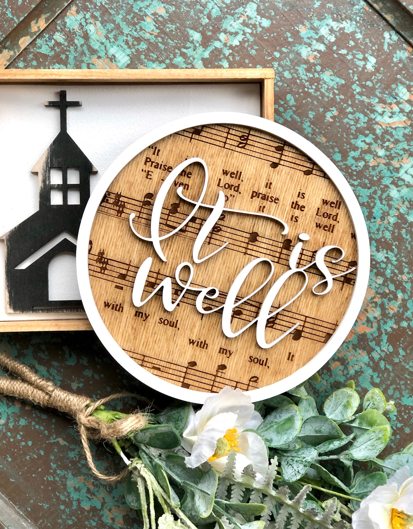 Tier Tray Farmhouse Decor It is Well Engraved Sign Tier - Etsy
