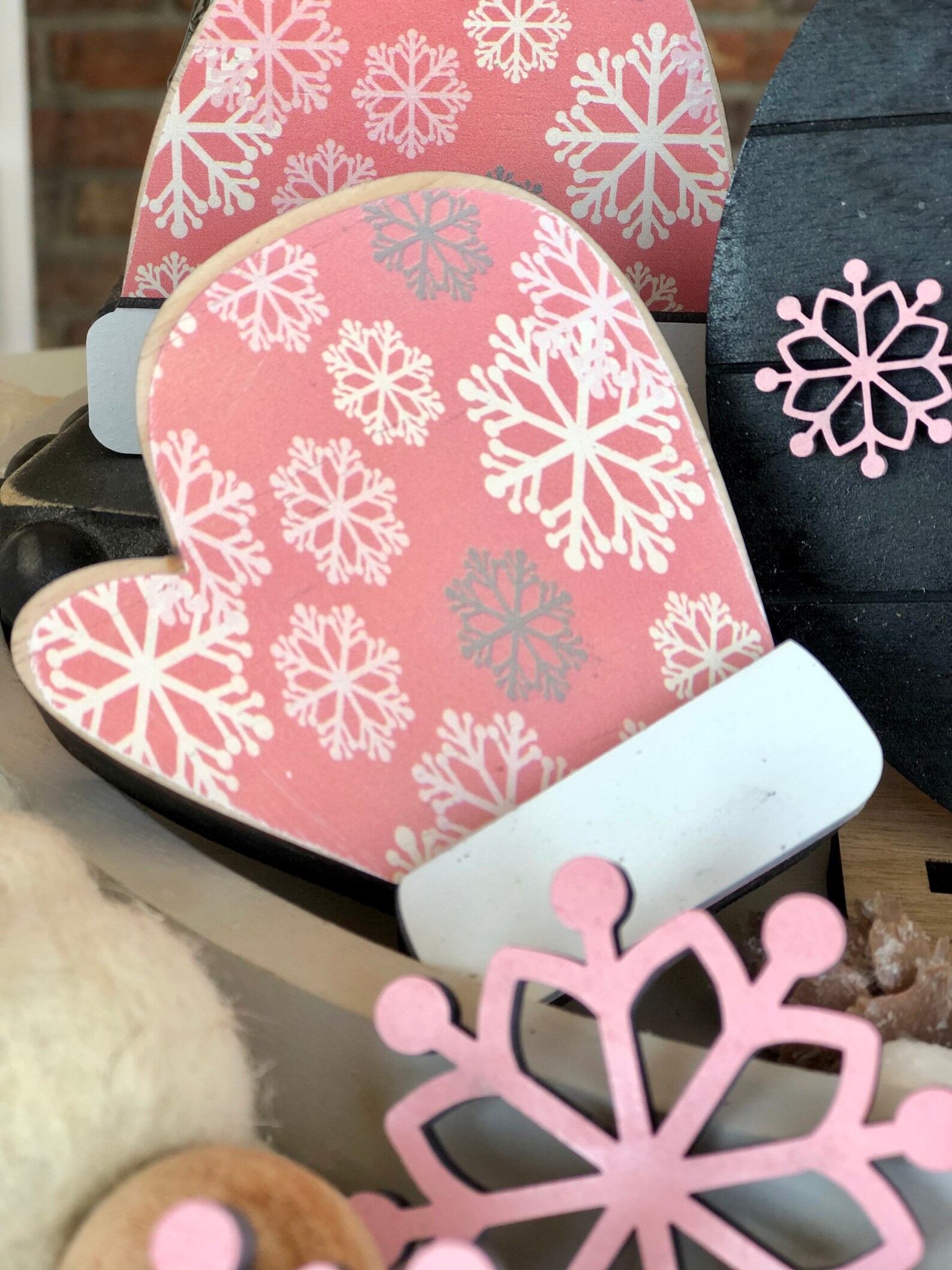 Snowman Tiered Tray Decor Winter Mini Signs Pink Snowman - Etsy