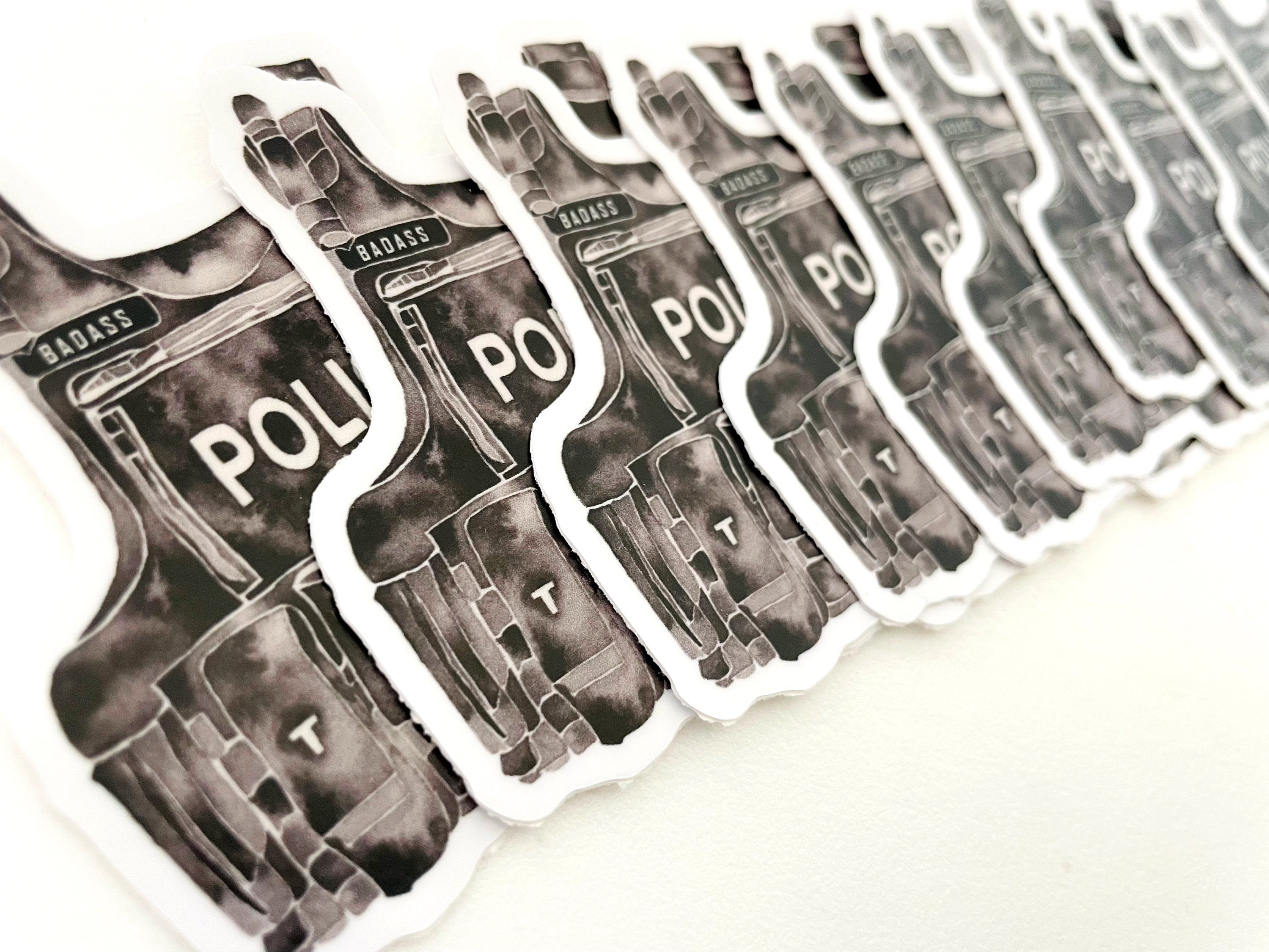 Police Bulletproof Vest Die-cut Vinyl Sticker | Original Watercolour ...