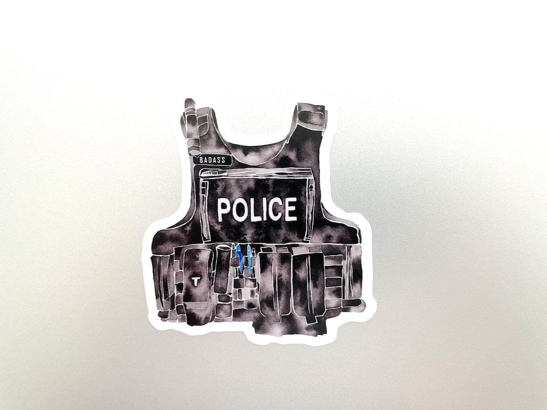 Police Bulletproof Vest Die-cut Vinyl Sticker Original Watercolour Vest ...