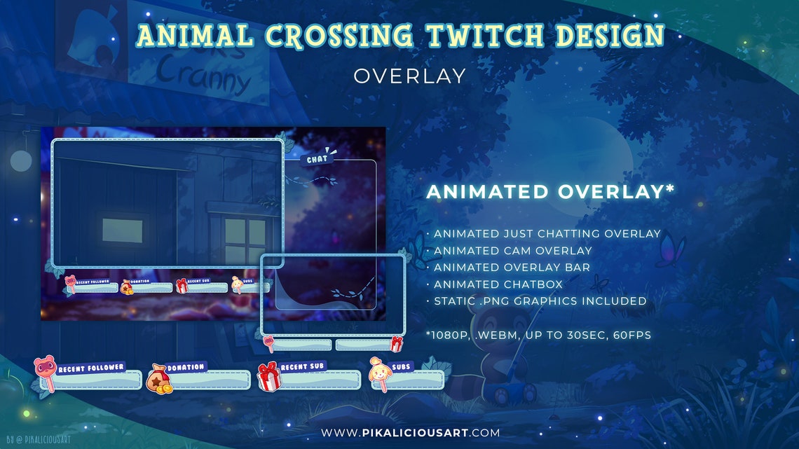 Animal Crossing Twitch Design Overlay | Etsy