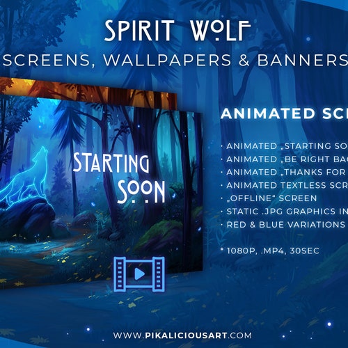 Full Animated Spirit Wolf Stream Overlays and Scenes Package - Etsy