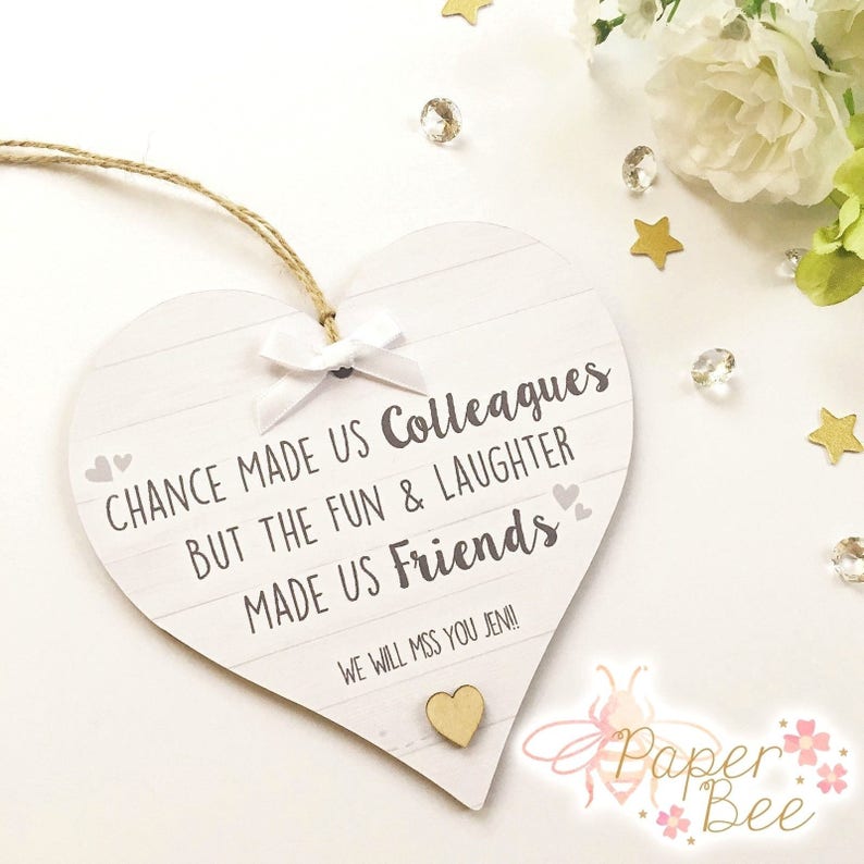 Personalised Work Friend Colleague Heart Plaque Leaving | Etsy