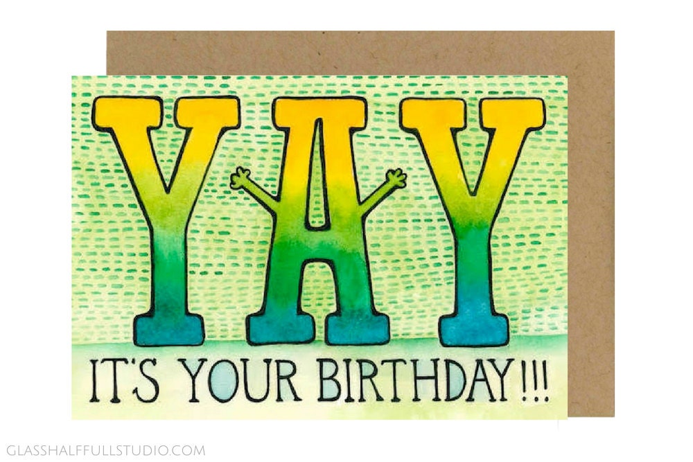 Yay It's Your Birthday Card Cute Bday Card Bday Card | Etsy