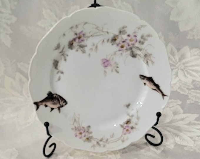 Antique Haviland Fish Plate CFH/GDM 1880s Chfield Decorator Mark France ...