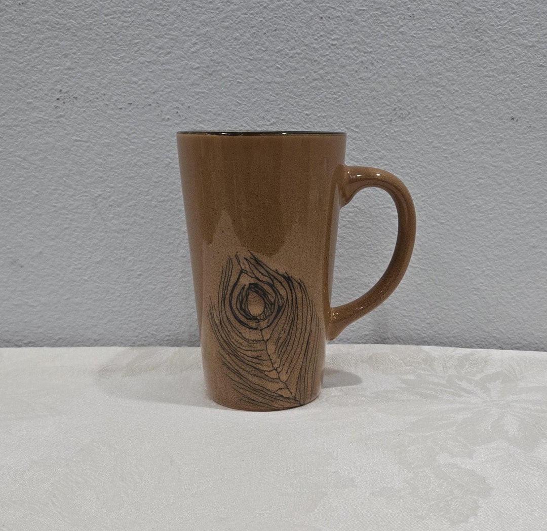 Tara Reed Pottery Art Mug Peacock Feather Blue Harbor Collection Rare ...