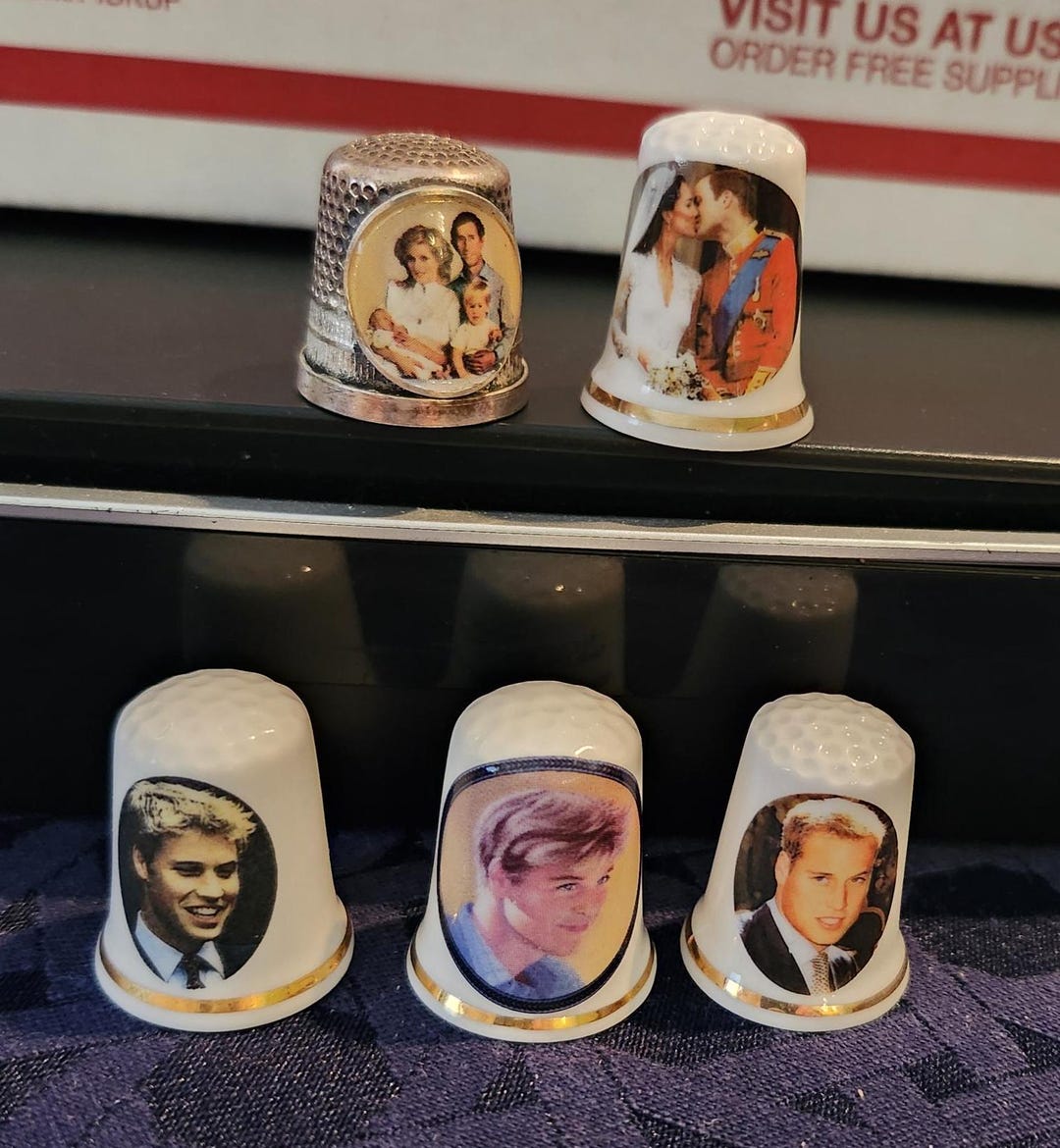 5 Prince William Thimbles Set 7 Royal Family Collectible Made England ...