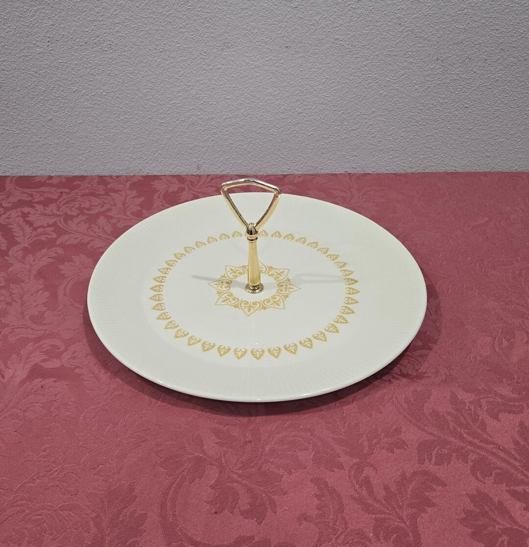 Vintage Mid-century Sheffield Serenade Serving Plate With Gold Handle ...