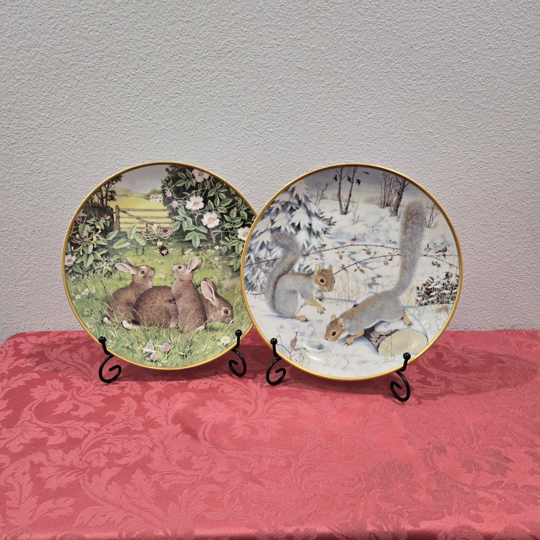 Peter Barrett Woodland Collector Plate Rabbit Spring Squirrel Winter ...