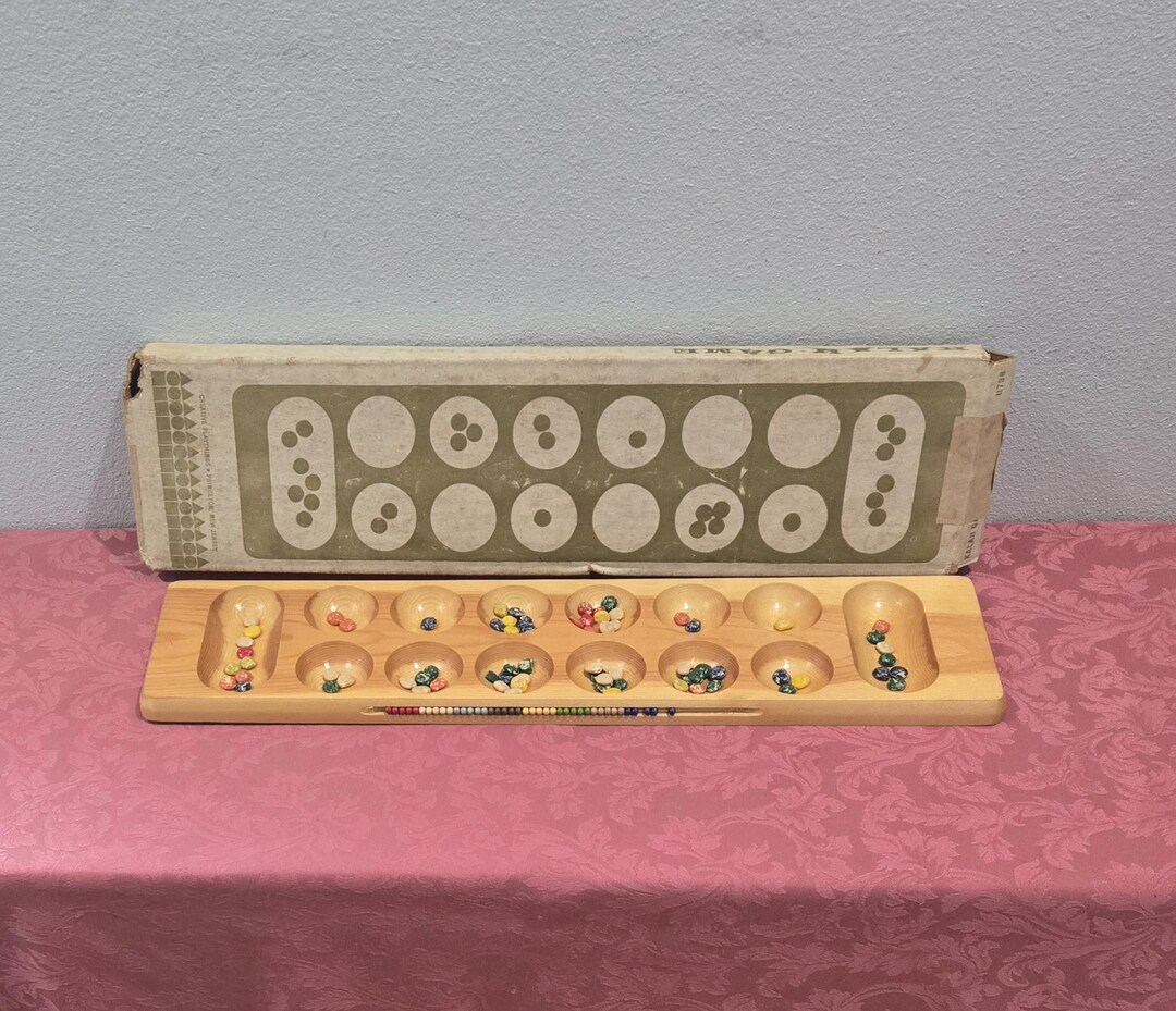 Vintage Wooden Game Board Kalaha (mancala Variation) in Original Box ...
