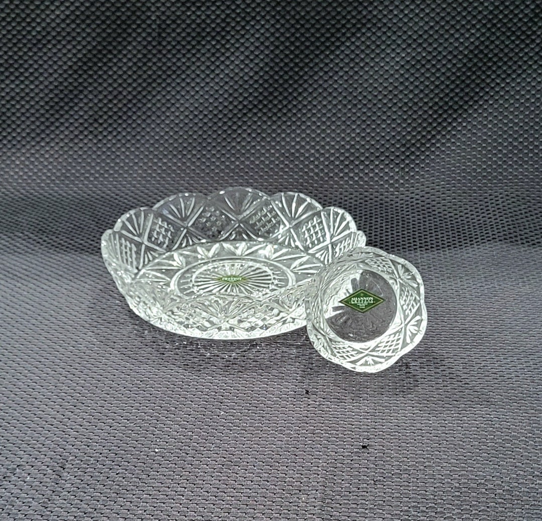Vintage Shannon Cut Crystal 2 Piece Snack Set Bowls for Chip & Dip ...