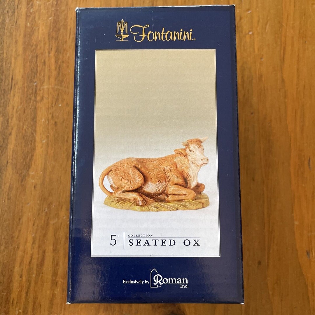 Fontanini 5 Scale Seated Ox in Original Box 54016 Roman Nativity Figure ...