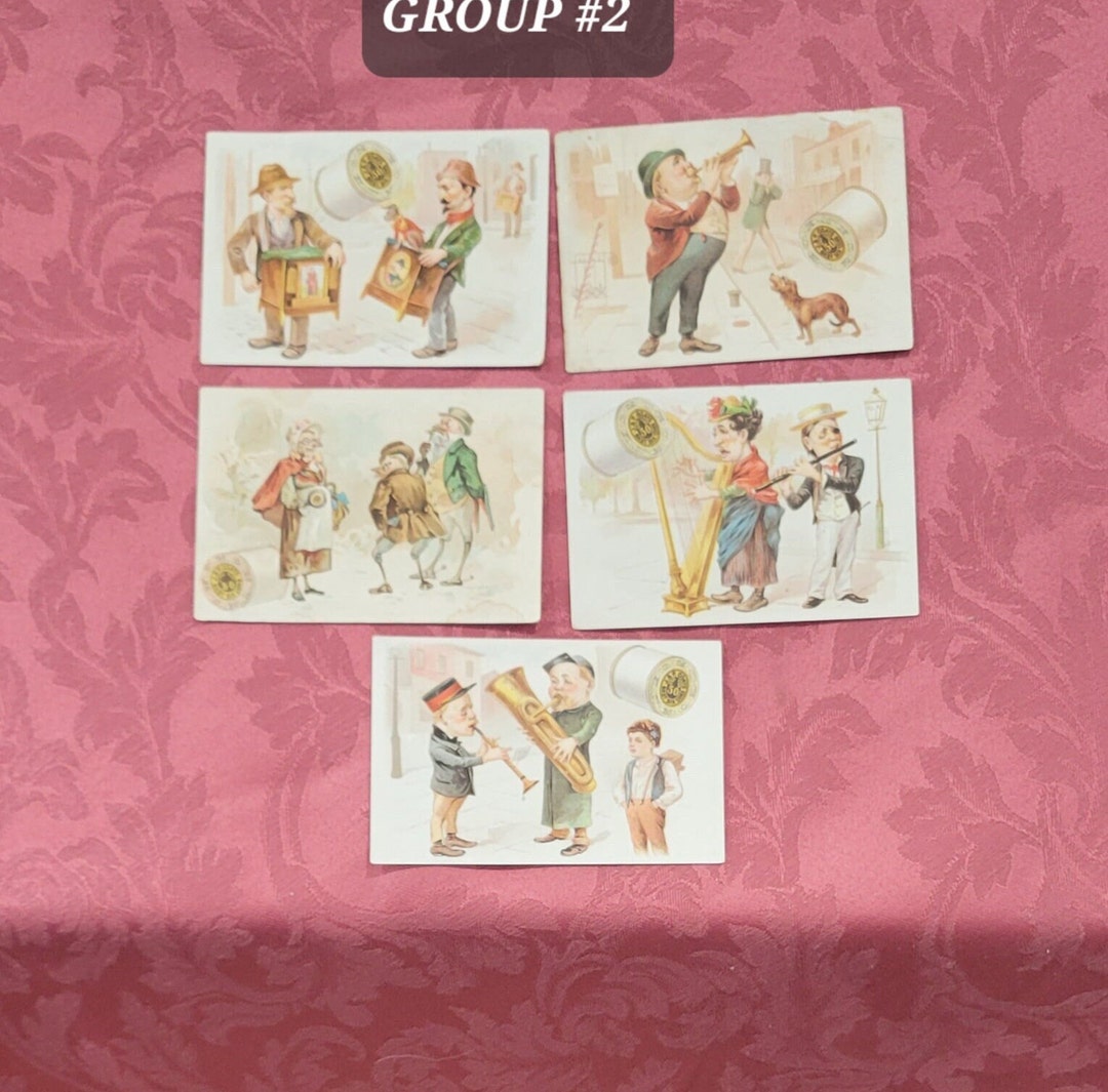 Victorian Trade Cards 5 Card Set Coats Thread 1890s Different Scene ...