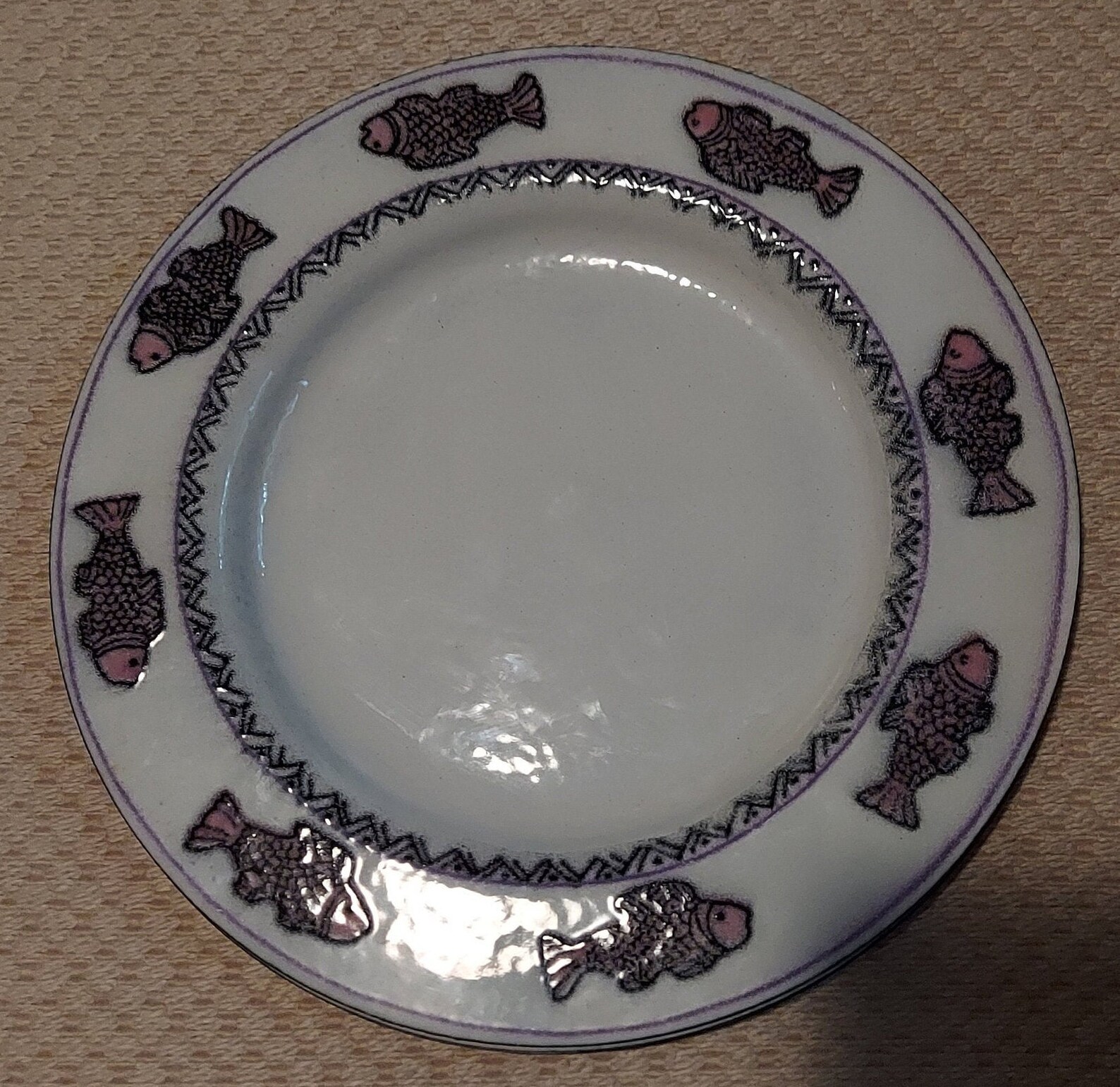 Enamel Dinner Plate: Hand-painted Fish Art by Adrienne Blum - Etsy