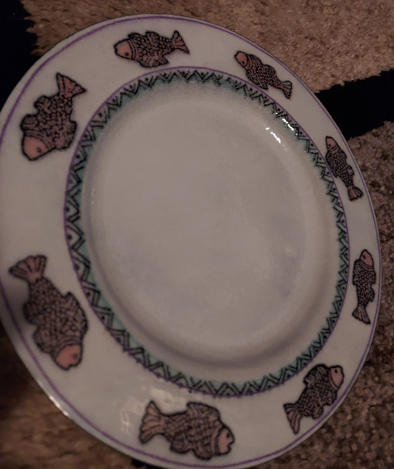 Enamel Dinner Plate: Hand-painted Fish Art by Adrienne Blum - Etsy