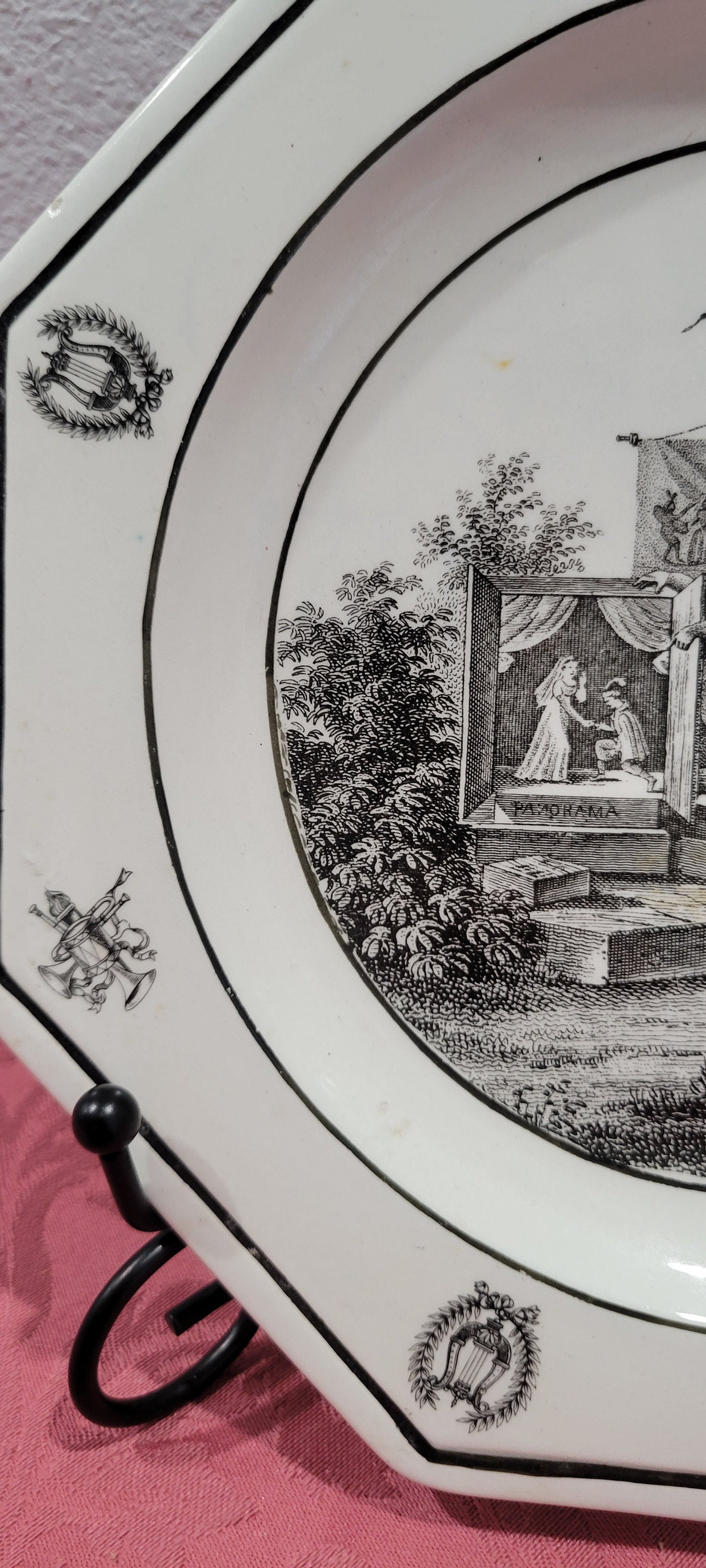 Mottahedeh Toile Plate: Black & White Transferware, Italian Majolica - Etsy