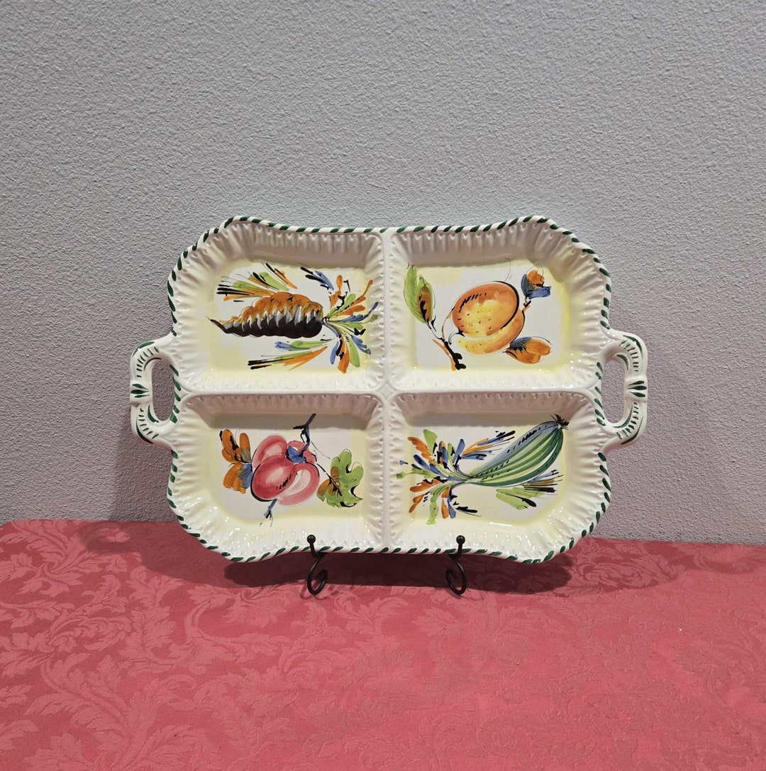Vintage Italian Majolica Sectioned Serving Platter Hand Crafted Made in ...