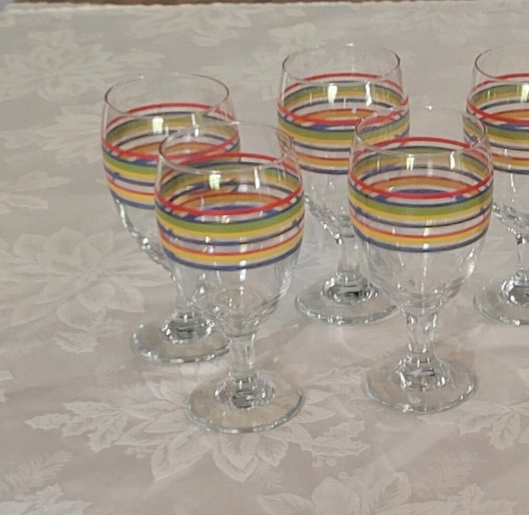 Retro Fiesta Mamba Stripe Goblet Set of 4 Water Ice Tea Glass 12 Oz ...