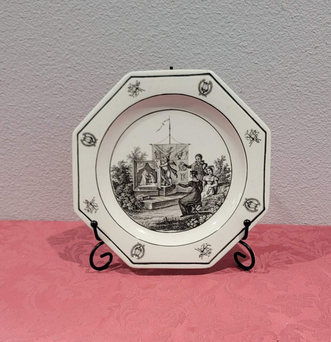 Mottahedeh Toile Plate: Black & White Transferware, Italian Majolica - Etsy