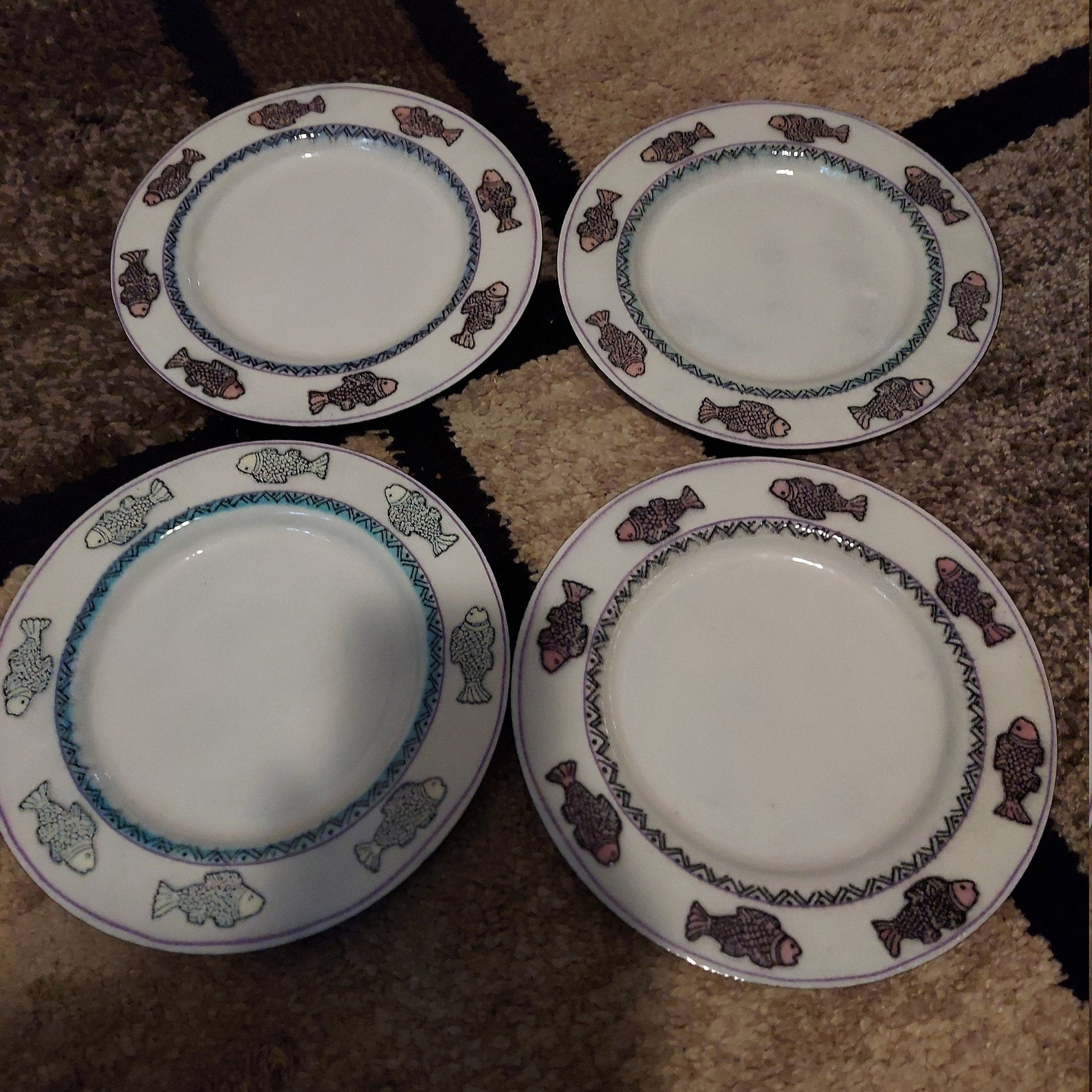 Enamel Dinner Plate: Hand-painted Fish Art by Adrienne Blum - Etsy