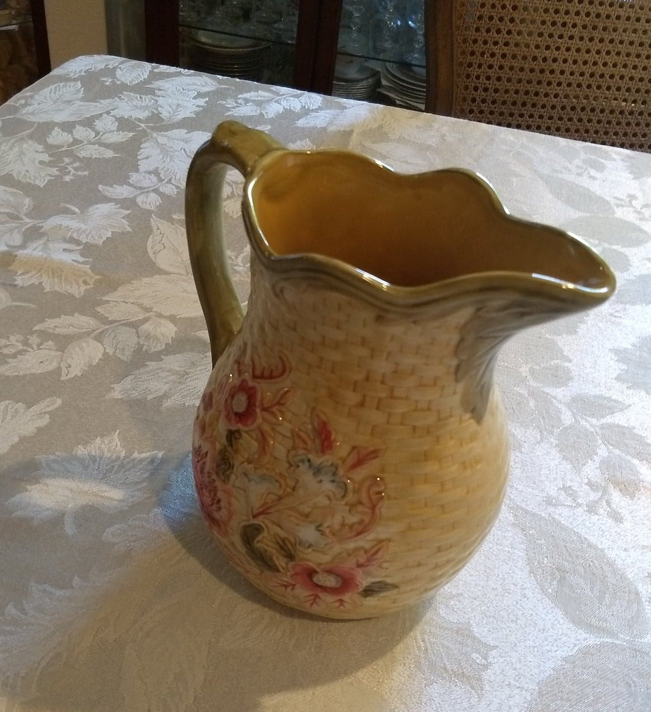 Longaberger Pottery Lrg Majolica Garden Pitcher Embossed | Etsy