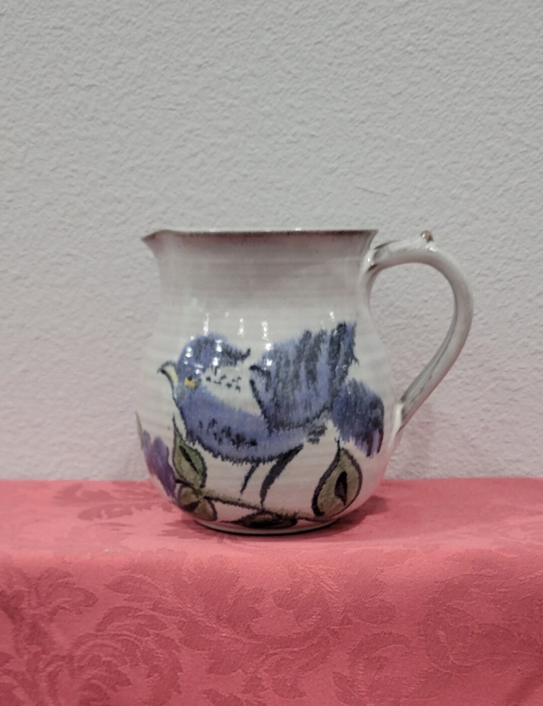 Crow Valley Pottery Pitcher Made on Orcas Island Washington White Shiny ...