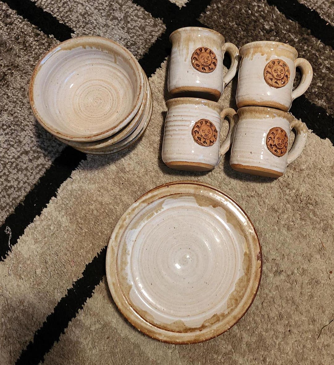 CA Pottery Breakfast Luncheon Set 1970s Happy Mushroom Studio Drip ...