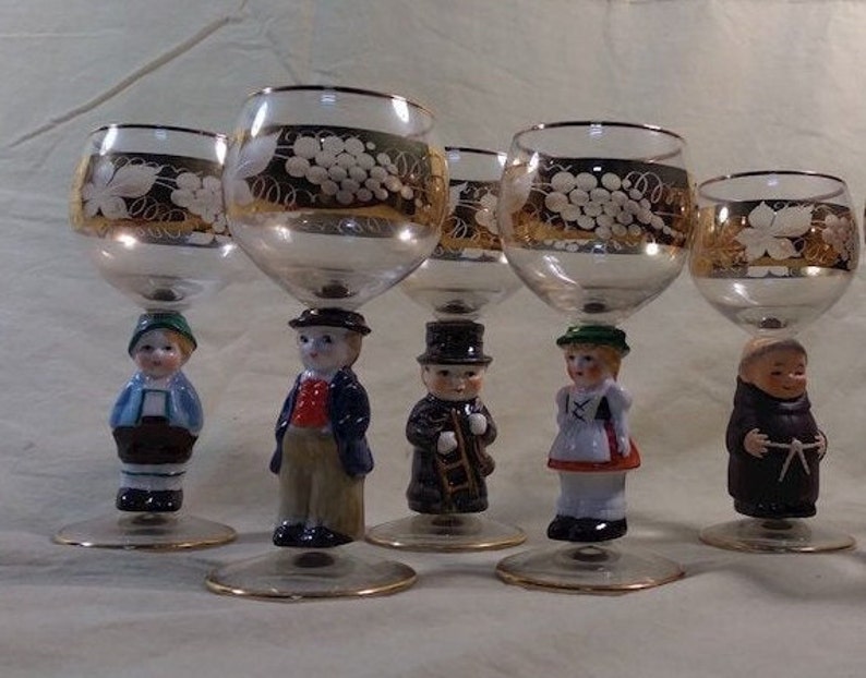 Vintage Goebel Figural Stem Wine Glasses: Bavarian Culture Set - Etsy