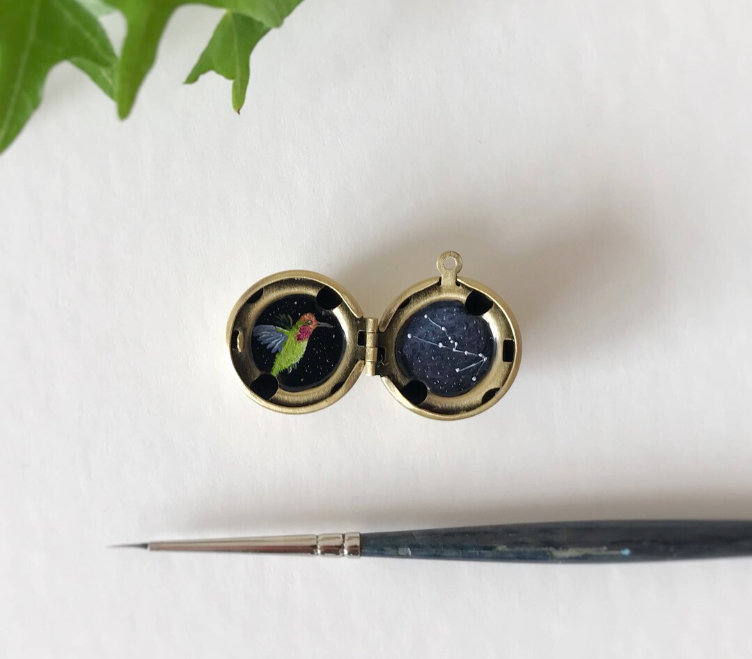 Taurus Constellation,hummingbird Spirit Animal,hand Painted Locket ...