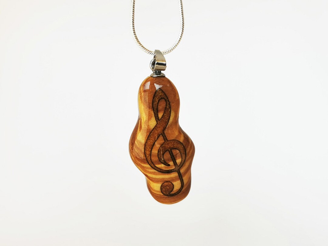Treble Clef Pendant Made in Italy With Olive Wood and Epoxy Resin ...