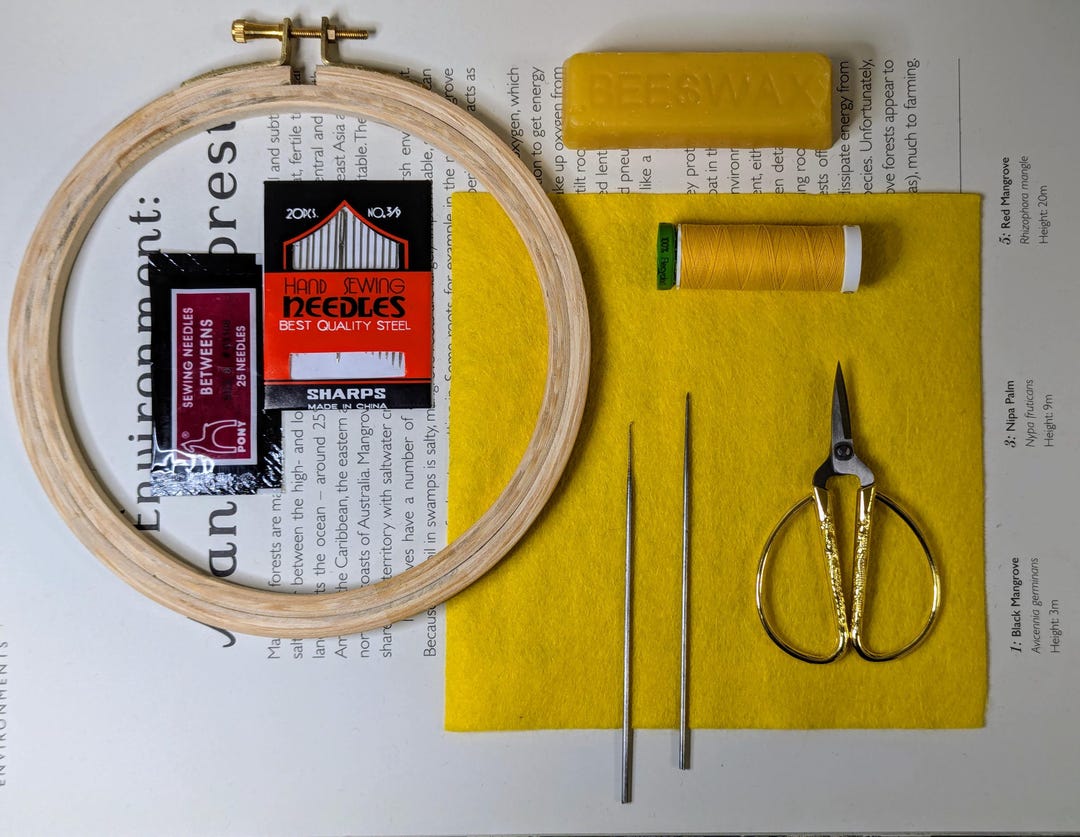Embroidery Tool Kit Essentials Scissors Tambour Beeswax Block Needle - Etsy