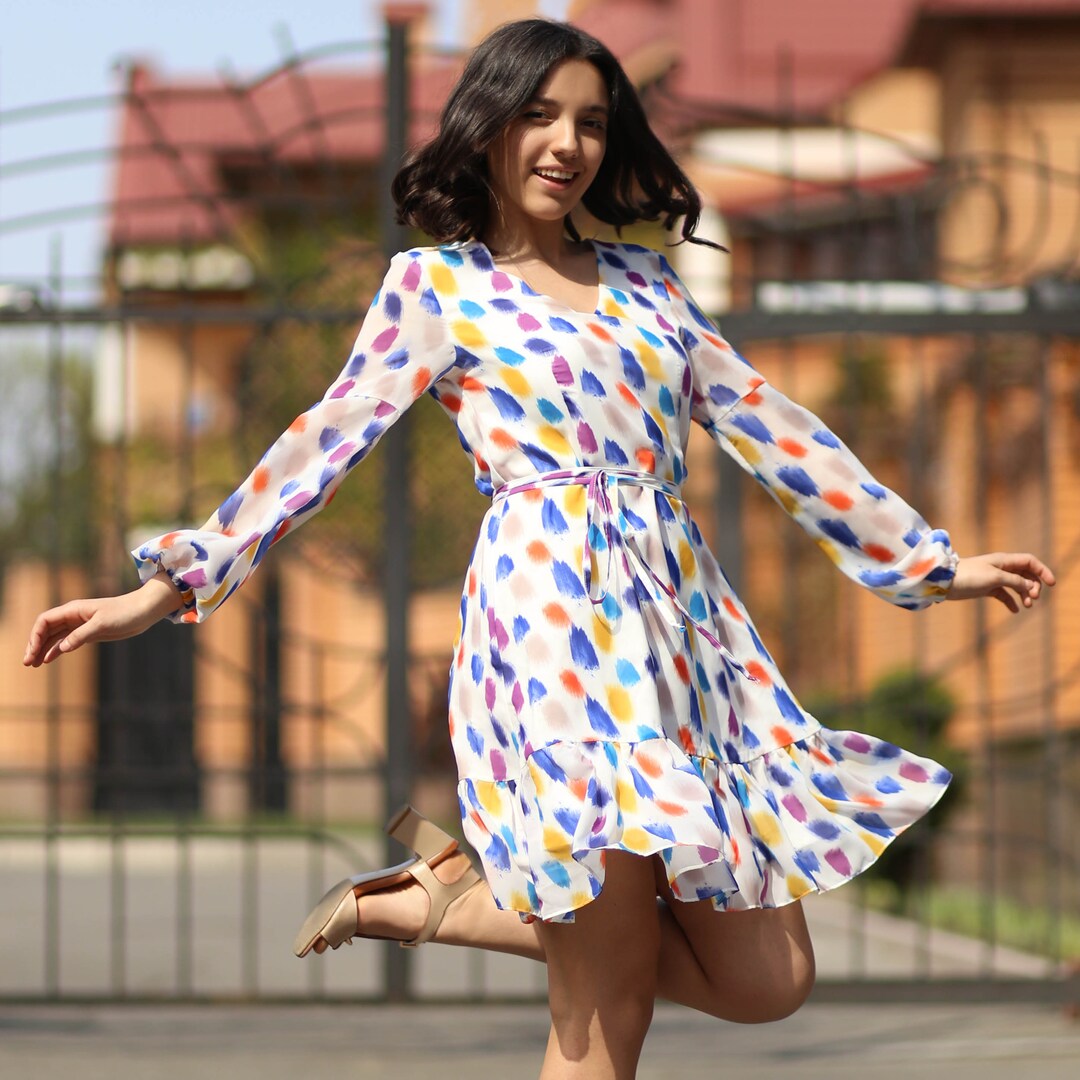 Summer Dress Colorful Dress Pattern Sun Dresschiffon Dress Colourful ...