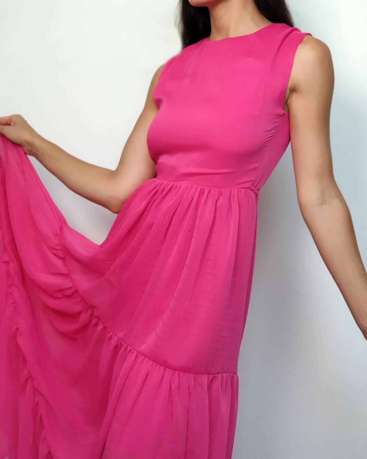 Summer Dress Pink Backless Dress for Wedding Guest Sleeveless Maxi Open ...