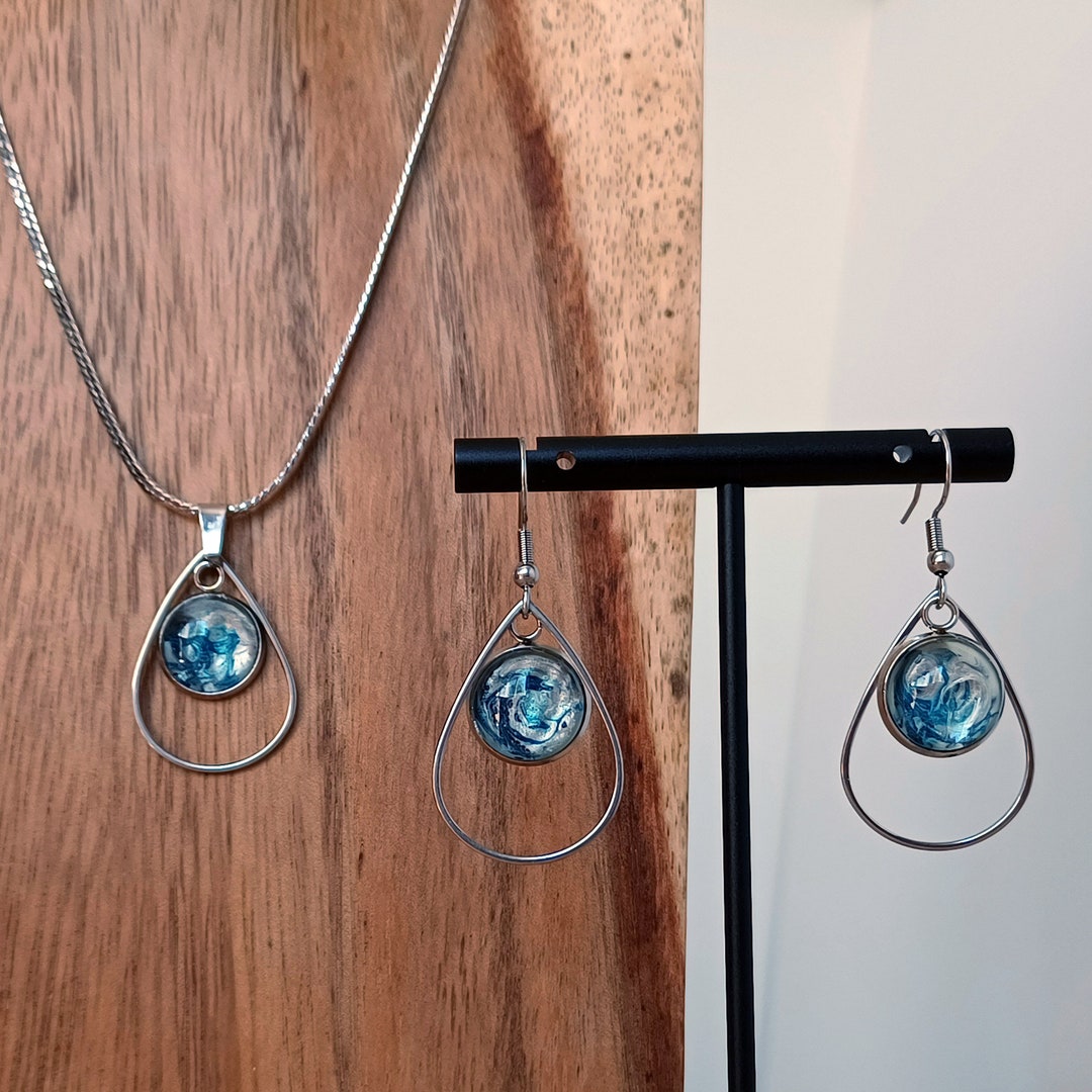 Colorful Jewelry Set Abstract Art Jewelry Set Unique Pendant - Etsy