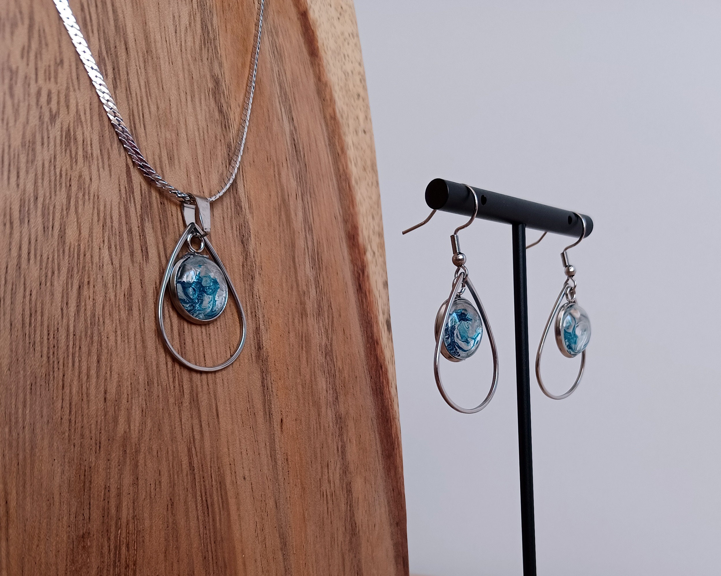 Colorful Jewelry Set Abstract Art Jewelry Set Unique Pendant - Etsy UK