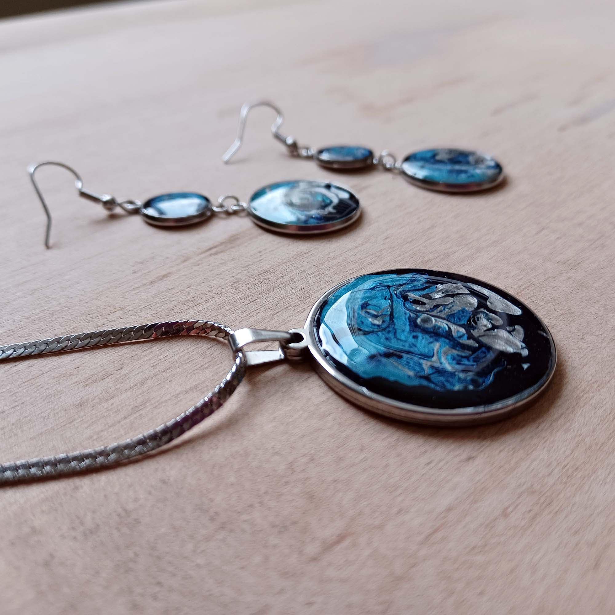 Colorful Jewelry Set Abstract Art Jewelry Set Unique Pendant - Etsy