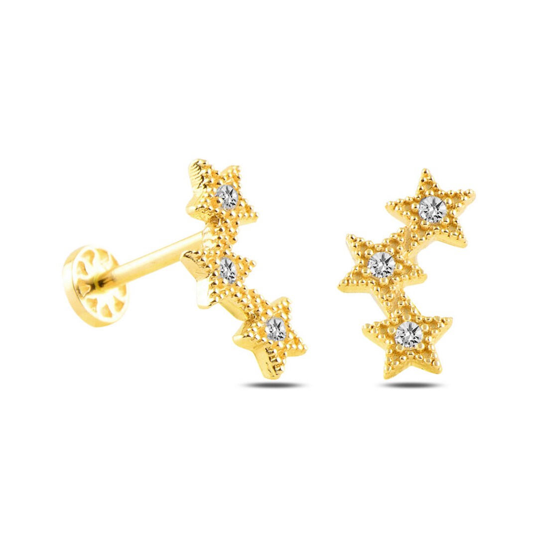 14K Solid Gold Star Piercing Minimalist Tragus Piercing Gold Stud 14k-solid-gold-star-piercing-minimalist-tragus-piercing-gold-stud