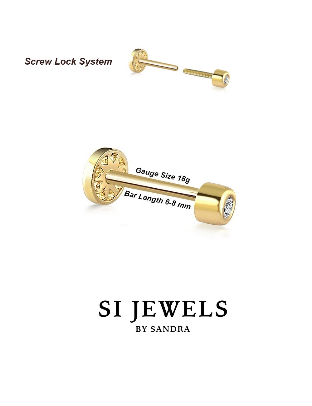 14K Solid Gold Evil Eye Piercing Minimalist Tragus Piercing | Etsy